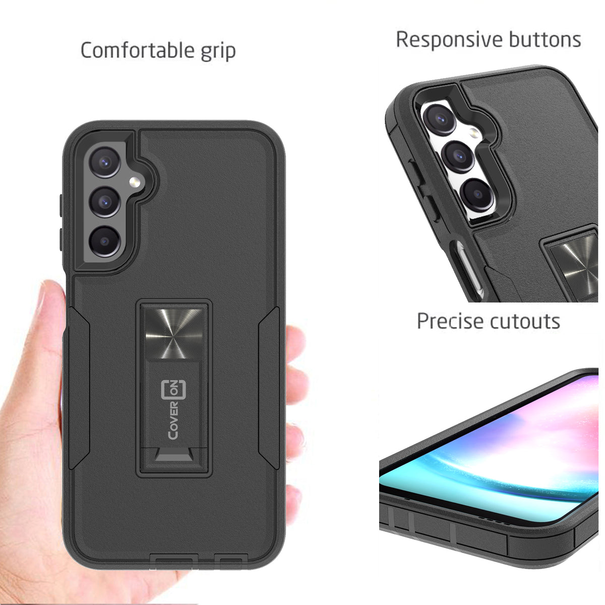 Samsung Galaxy A24 Case Heavy Duty Rugged Phone Cover w/ Kickstand ...