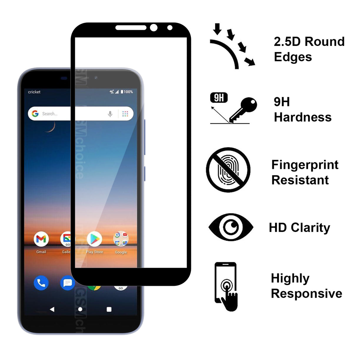 AT&T Calypso / Cricket Debut / Cricket Vision 3 Tempered Glass Screen ...